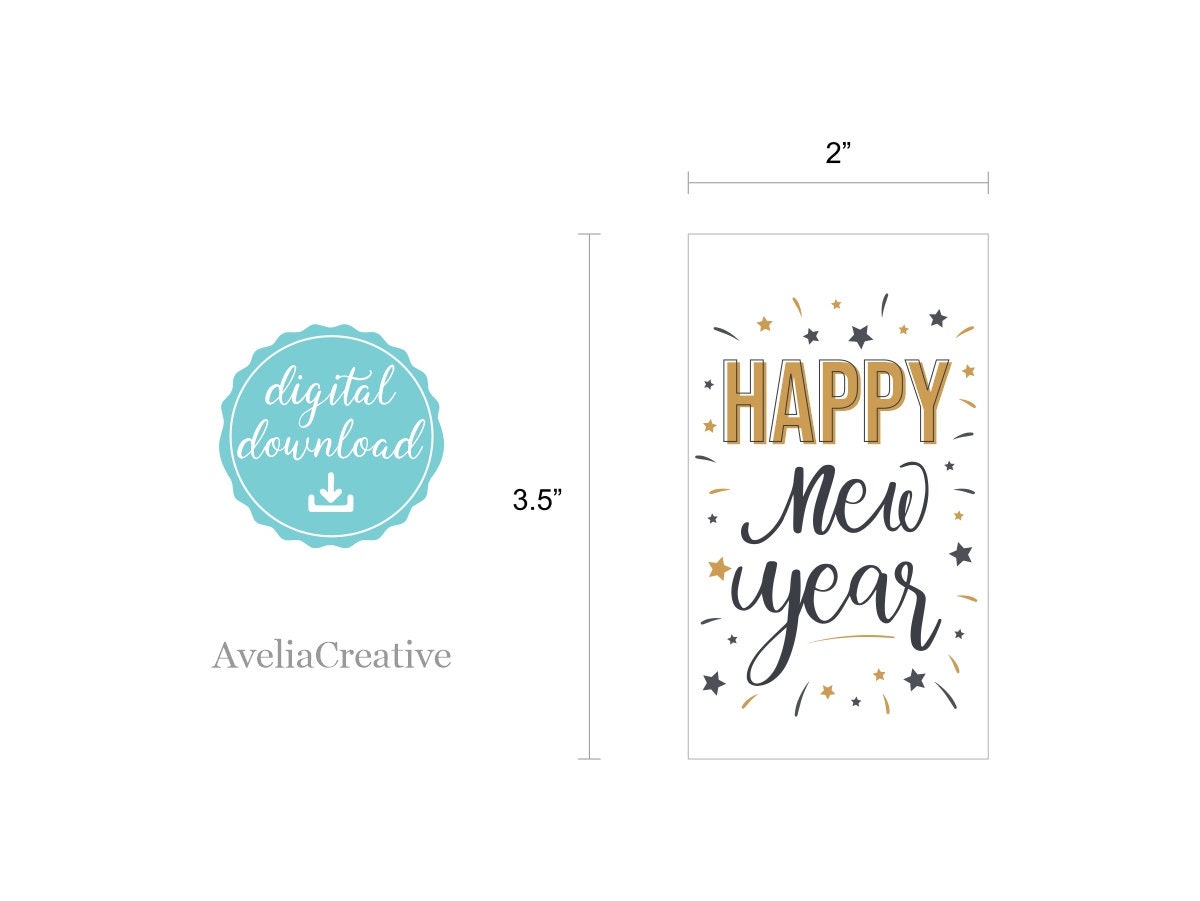 Printable New Year Gift Tags Instant Download Happy New Year - Etsy