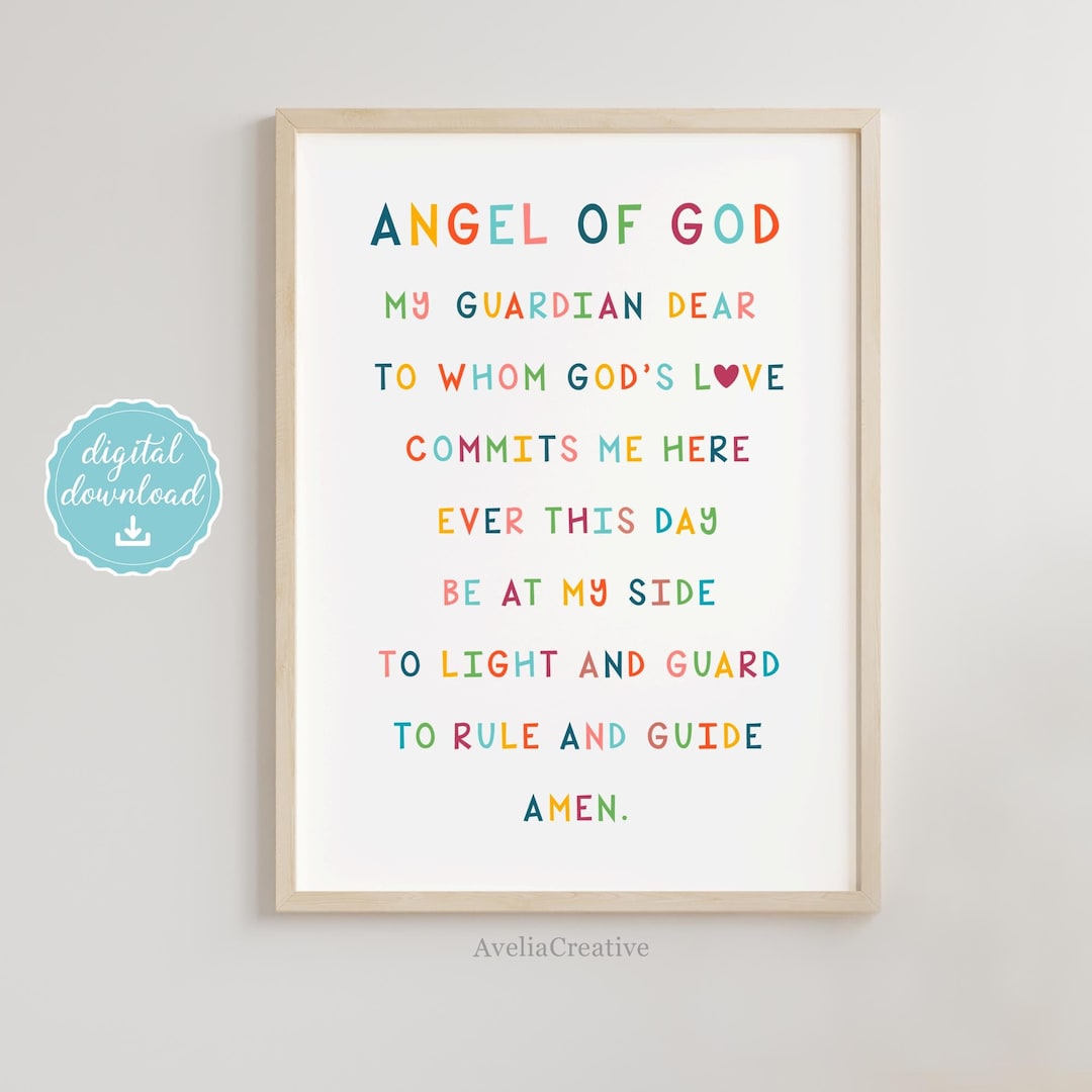 Angel of God Prayer Wall Art, Instant Download, Prayer to Guardian ...