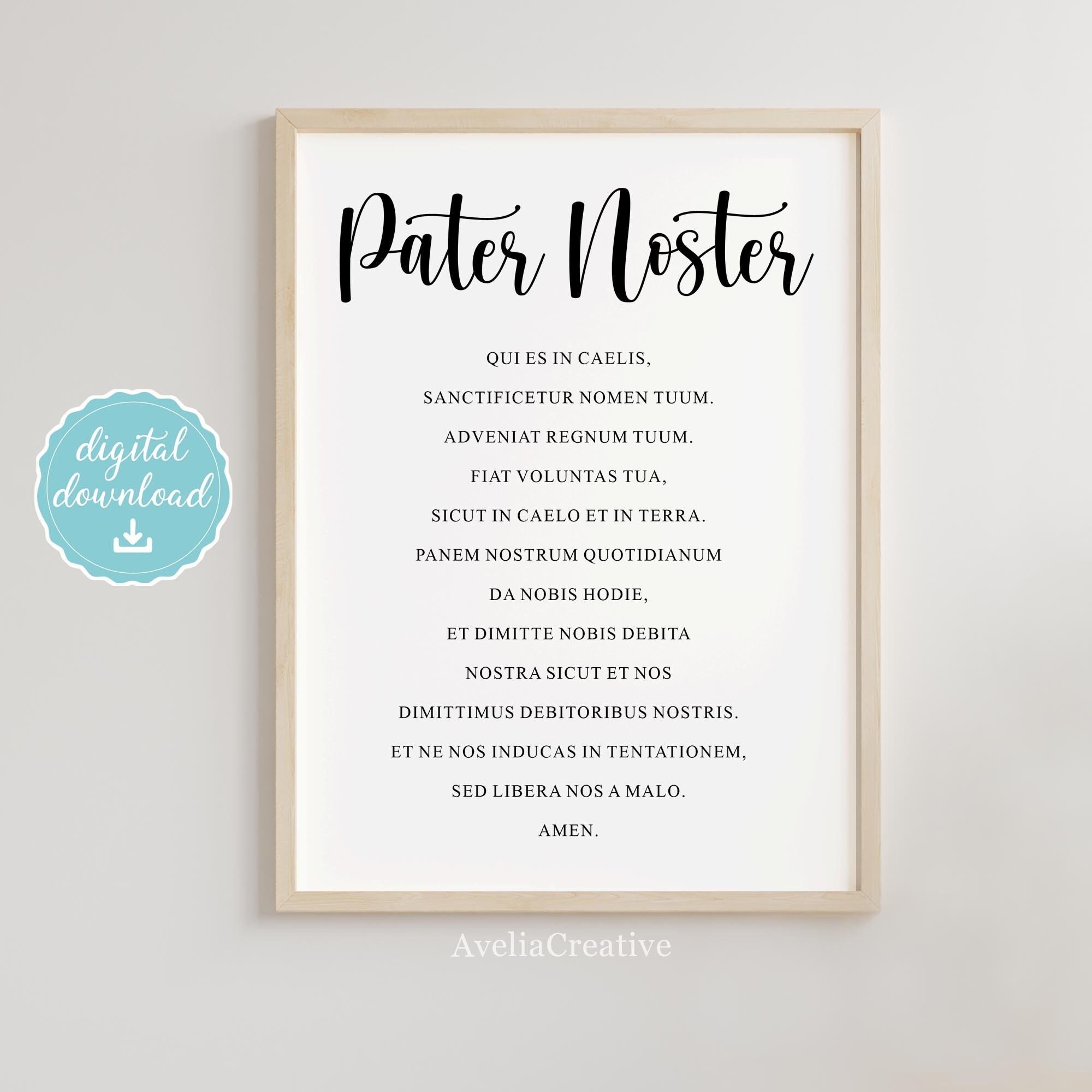 Pater Noster Printable Wall Art, Instant Download, Our Father in Latin ...