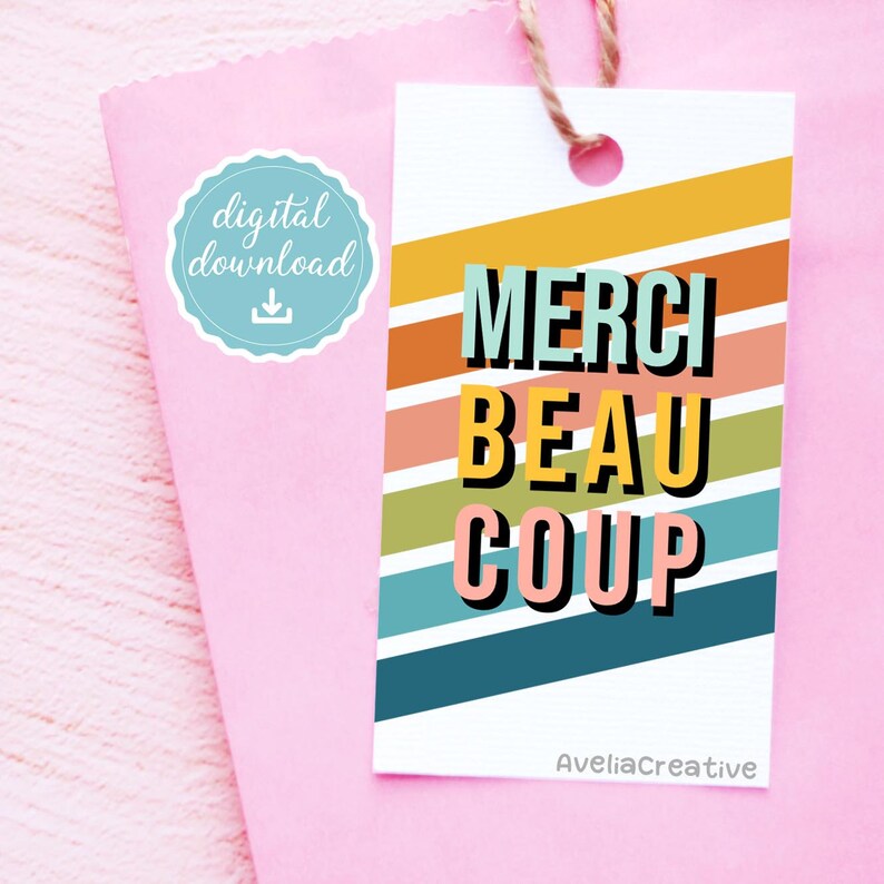 Merci Beaucoup Thank You Tag Instant Download Printable - Etsy