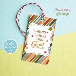 Printable Fall Gift Tags, Instant Download, Hello Fall Autumn Leaves ...