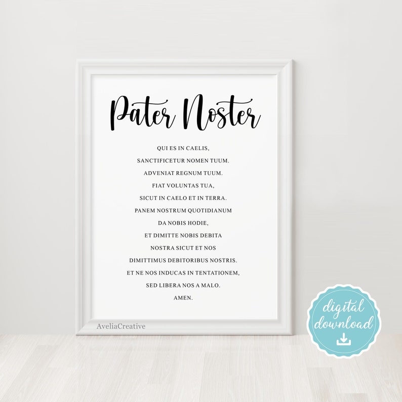 Pater Noster Printable Wall Art, Instant Download, Our Father in Latin ...
