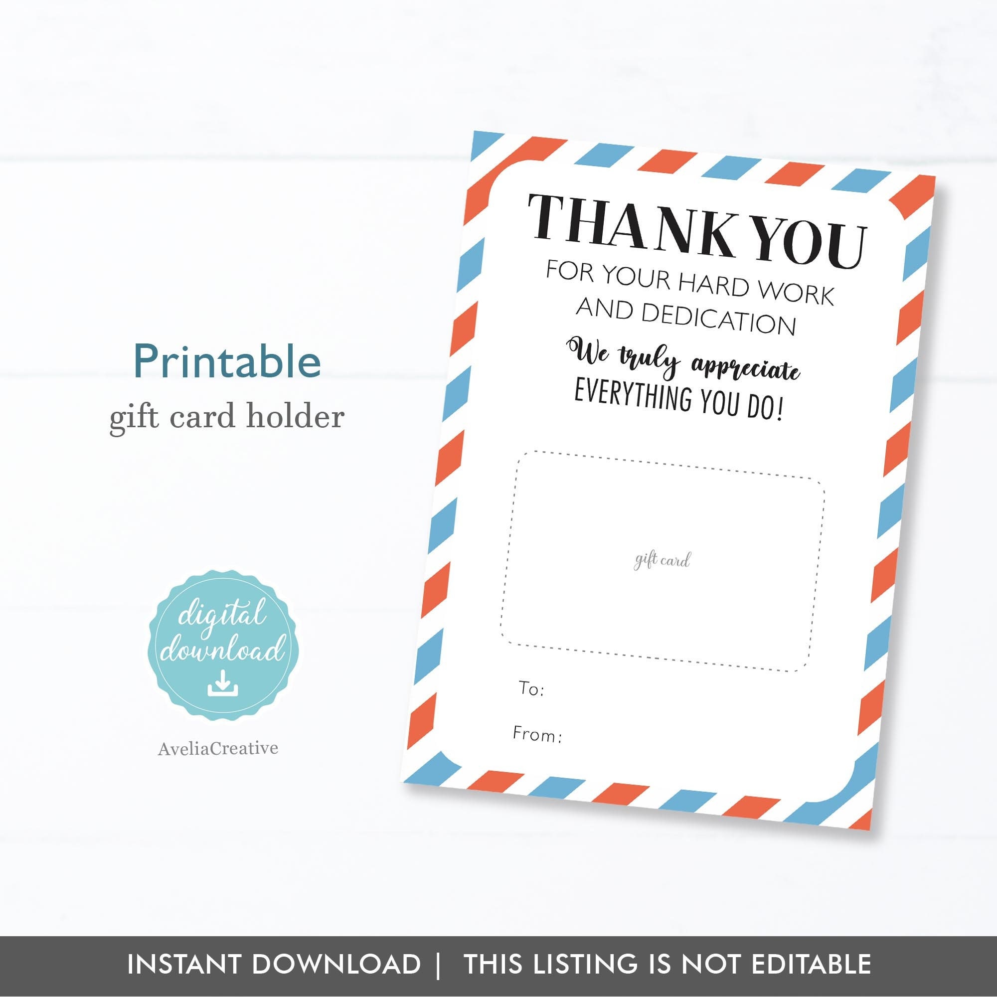 Thank You For Your Hard Work Card