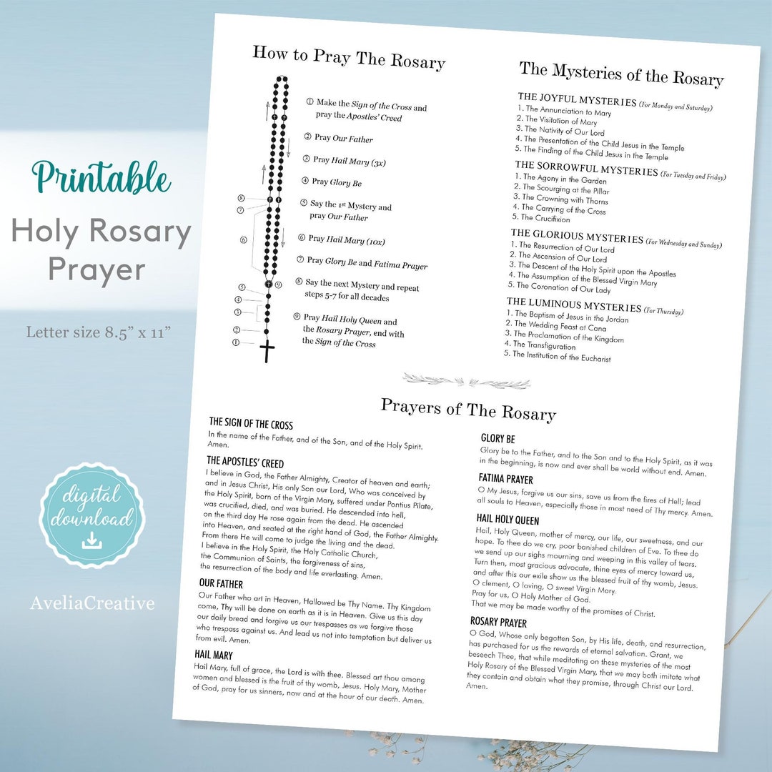 How to Pray the Rosary Instant Download Printable Holy - Etsy Australia