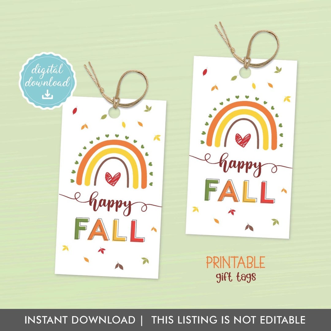 Printable Fall Gift Tags, Instant Download, Happy Fall Gift Tags, Hello ...