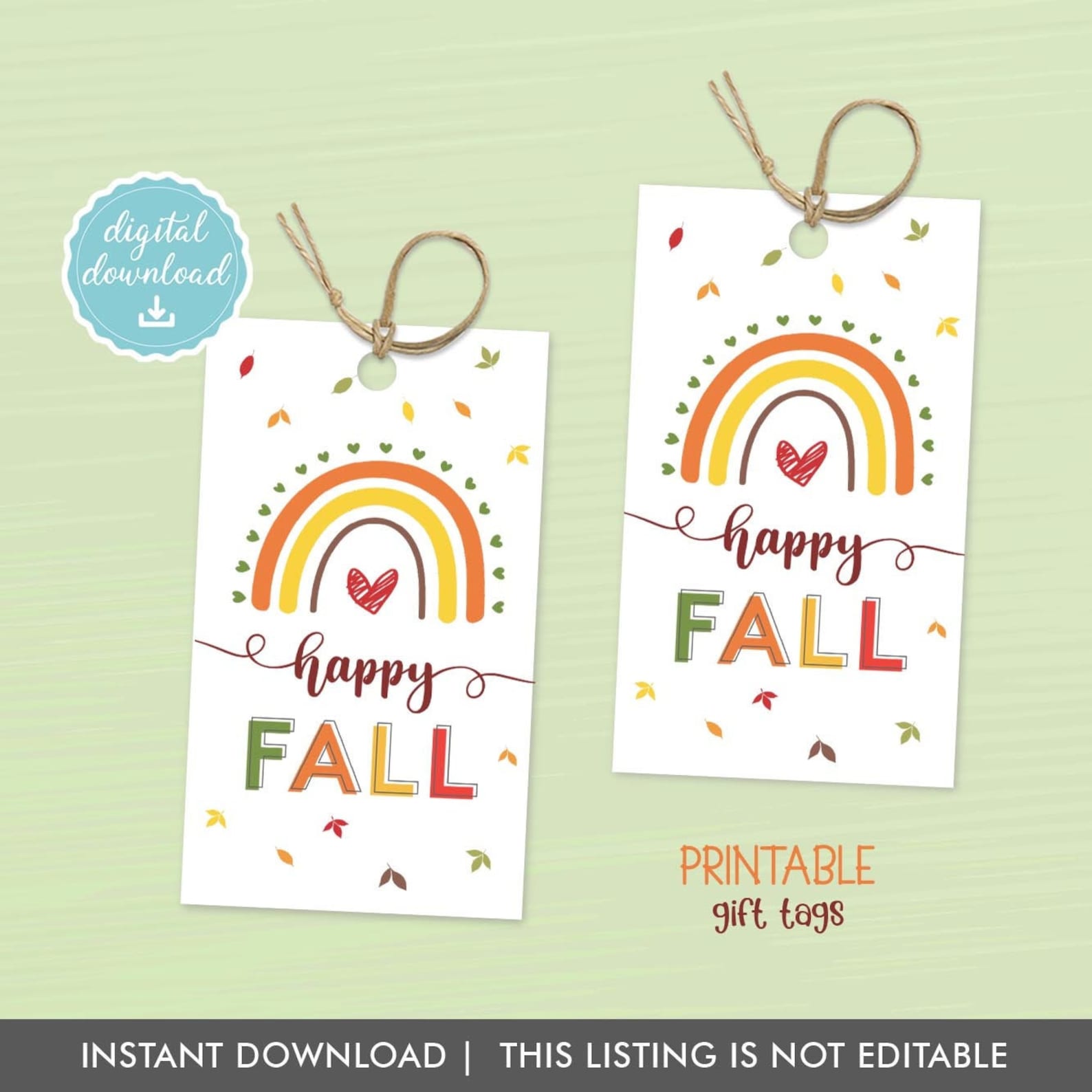 Printable Fall Gift Tags, Instant Download, Happy Fall Gift Tags, Hello ...