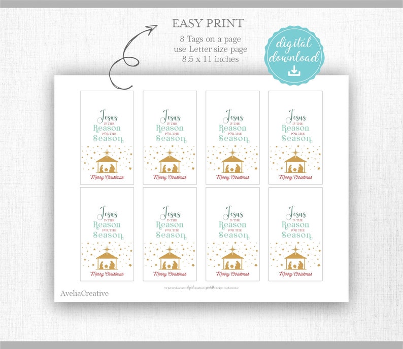 Printable Christmas Gift Tags Instant Download Jesus is the - Etsy