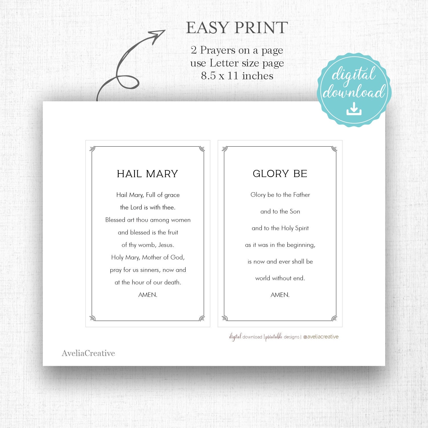 Catholic Prayers Card Bundle, Instant Download, Printable Catholic ...