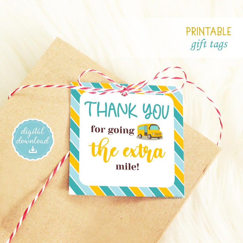 Bus Driver Gift Tags, Instant Download, Thank You Tags 3x3, Printable ...