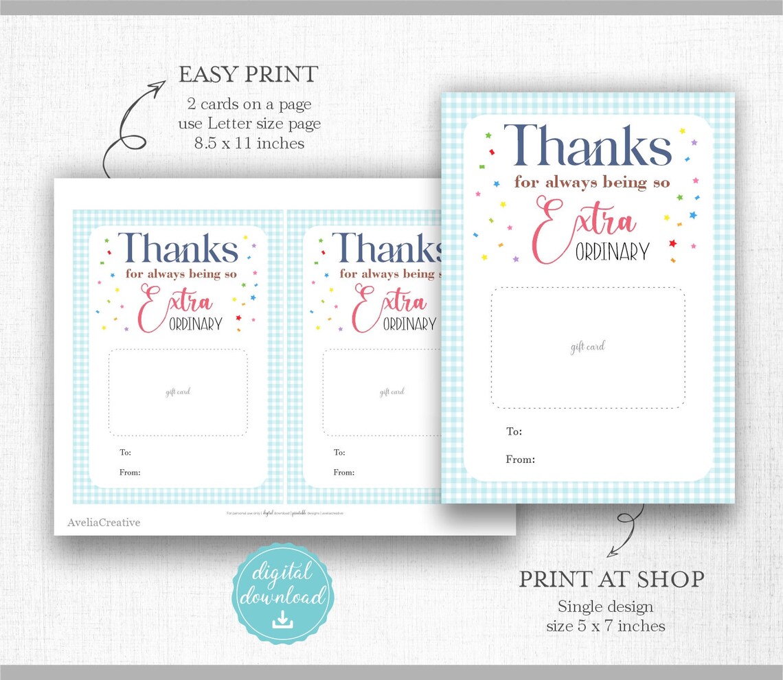 Printable Gift Card Holder, Instant Download, Thanks for Always Being ...