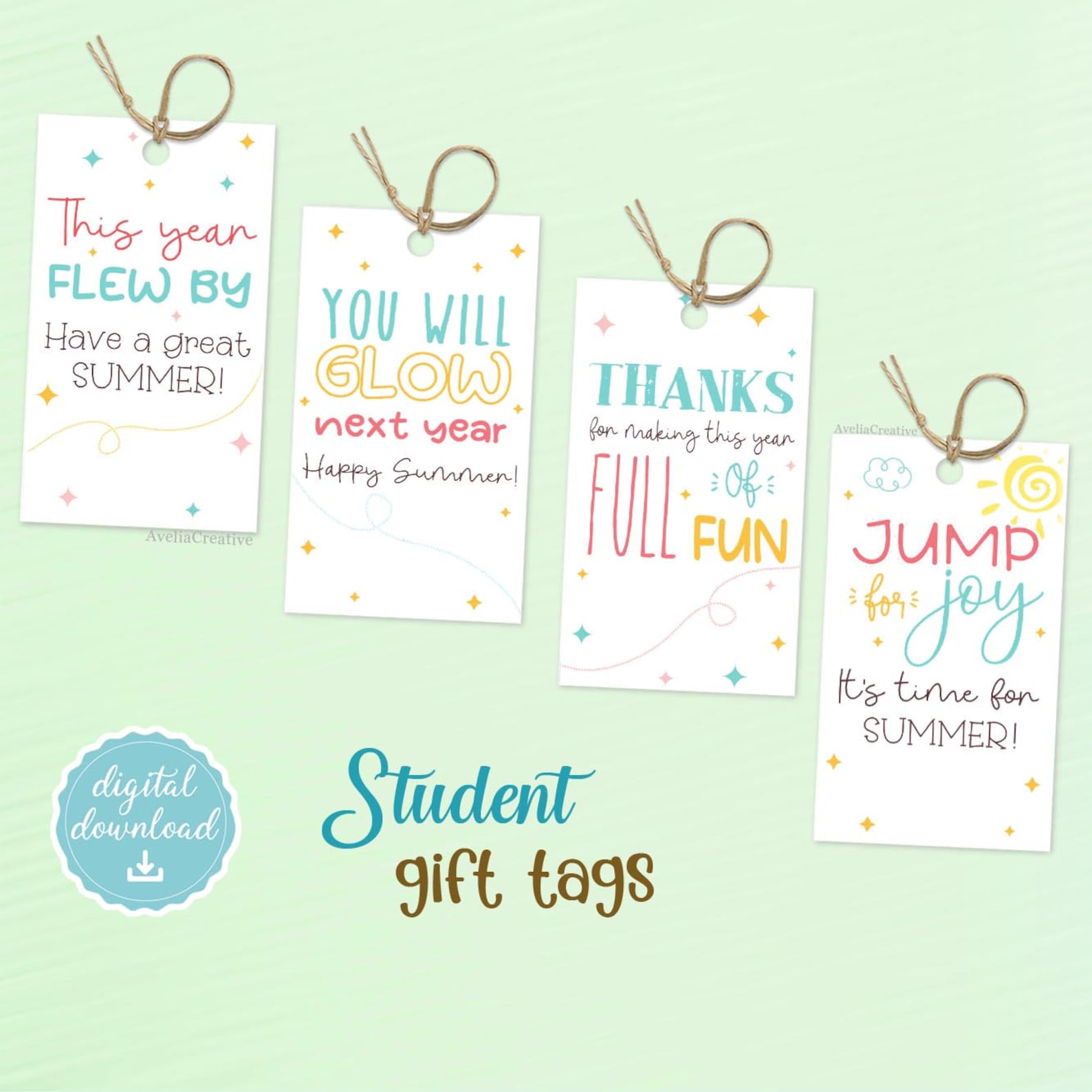 Student Printable Gift Tags, Instant Download, Printable Students Favor ...