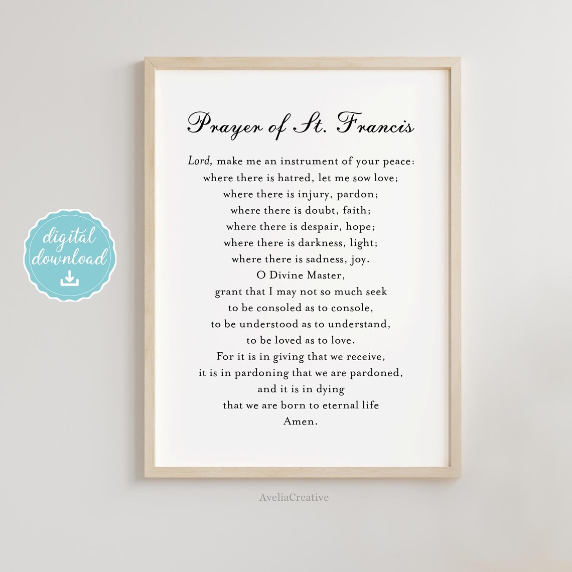 Prayer of St. Francis Wall Art, Instant Download, St. Francis of Assisi ...