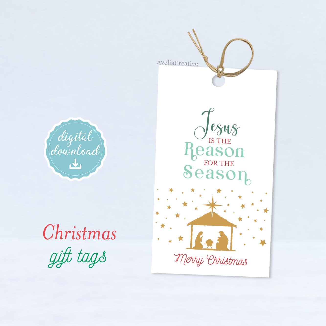 Printable Christmas Gift Tags Instant Download Jesus is the - Etsy
