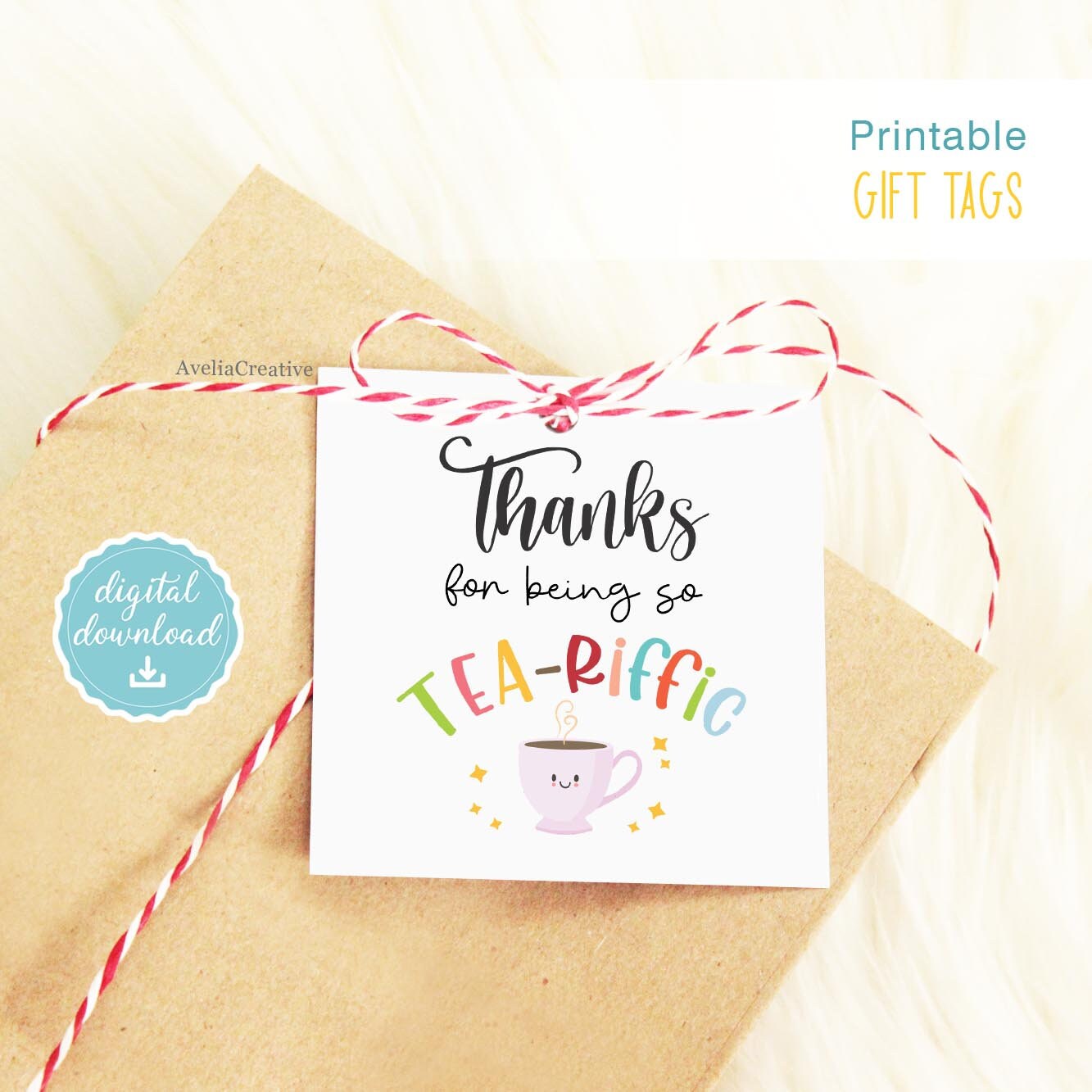Thanks for Being so Tea-riffic Printable Tags Instant - Etsy
