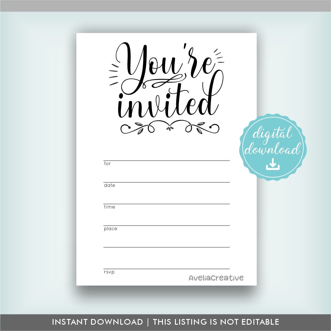 Blank Party Invitation Digital - Etsy