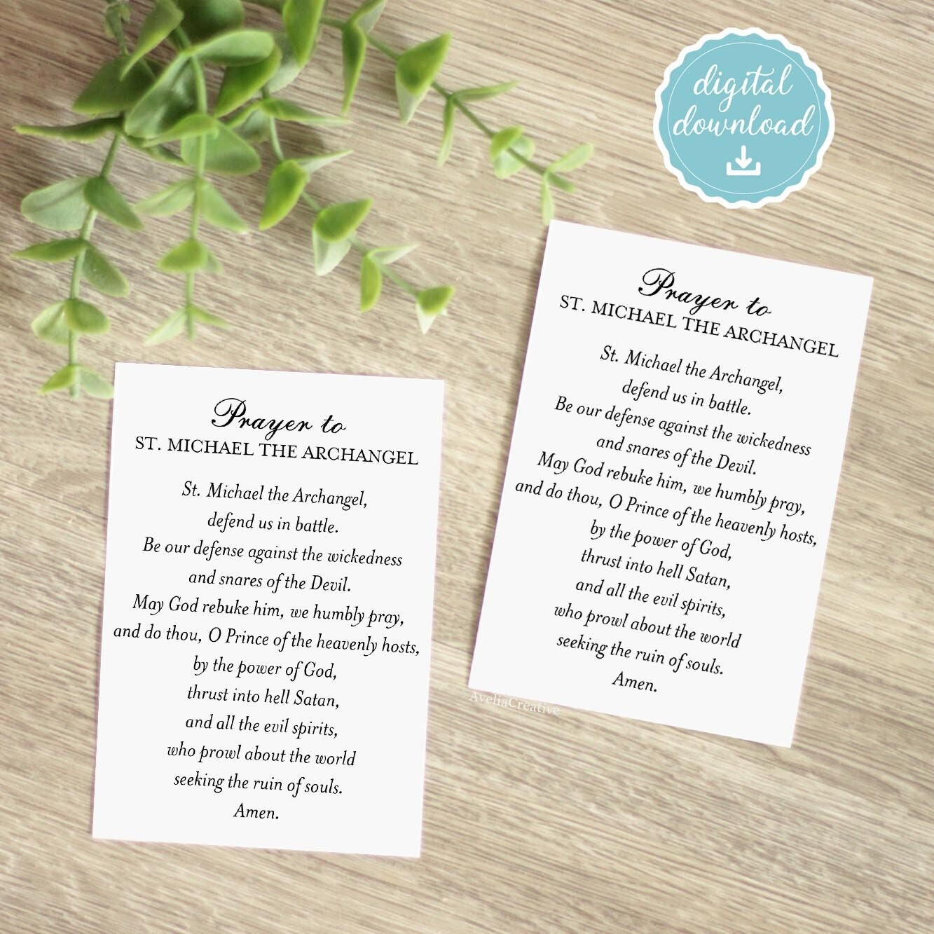 Printable Card Prayer to St. Michael the Archangel, Instant Download ...