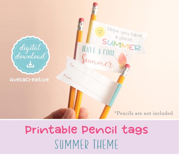Summer Pencil Tags Instant Download Set Printable Pencil - Etsy