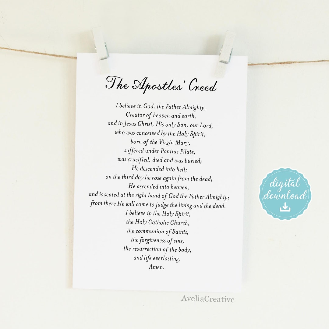 The Apostles Creed Printable, Instant Download, Catholic Prayer Wall ...