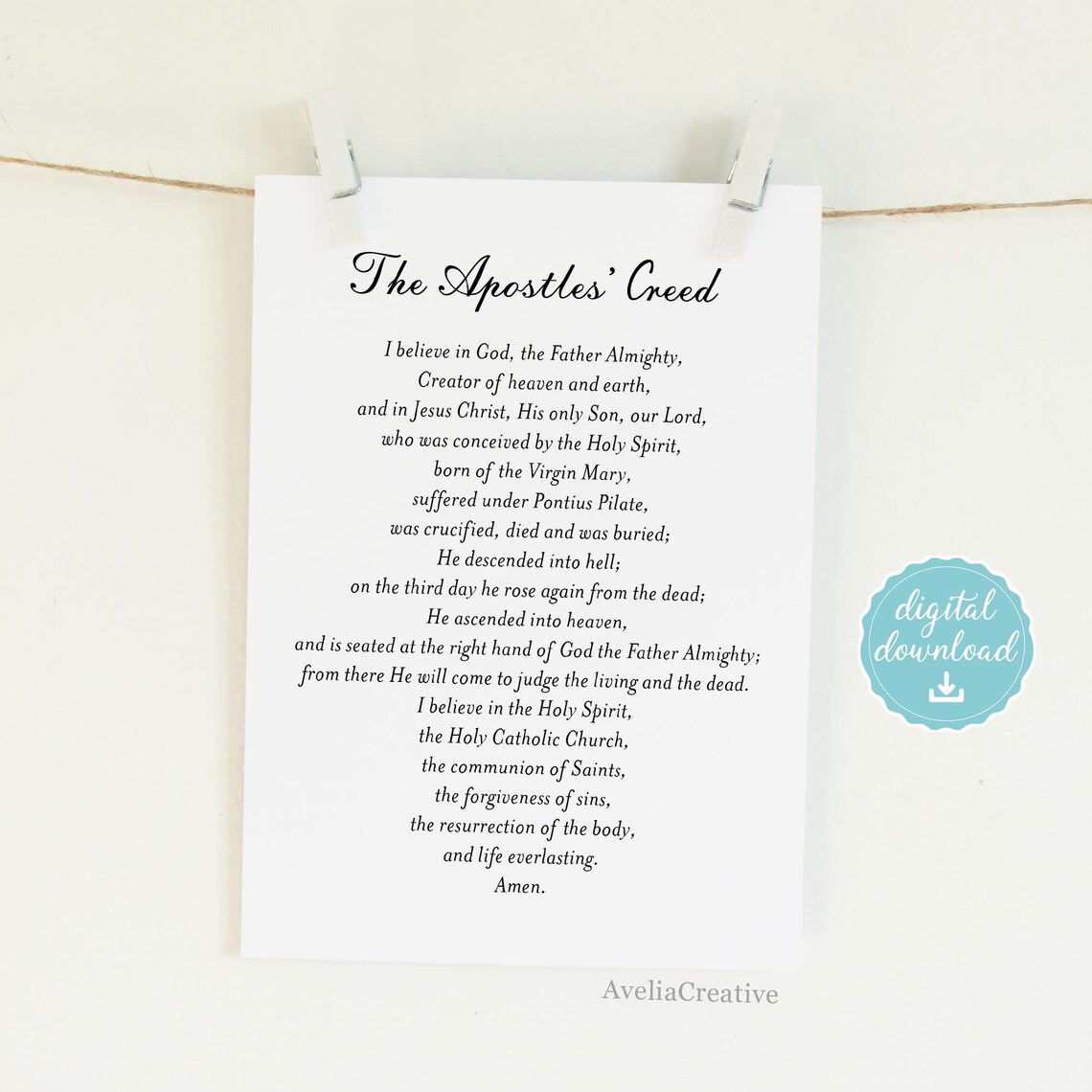 The Apostles Creed Printable, Instant Download, Catholic Prayer Wall ...