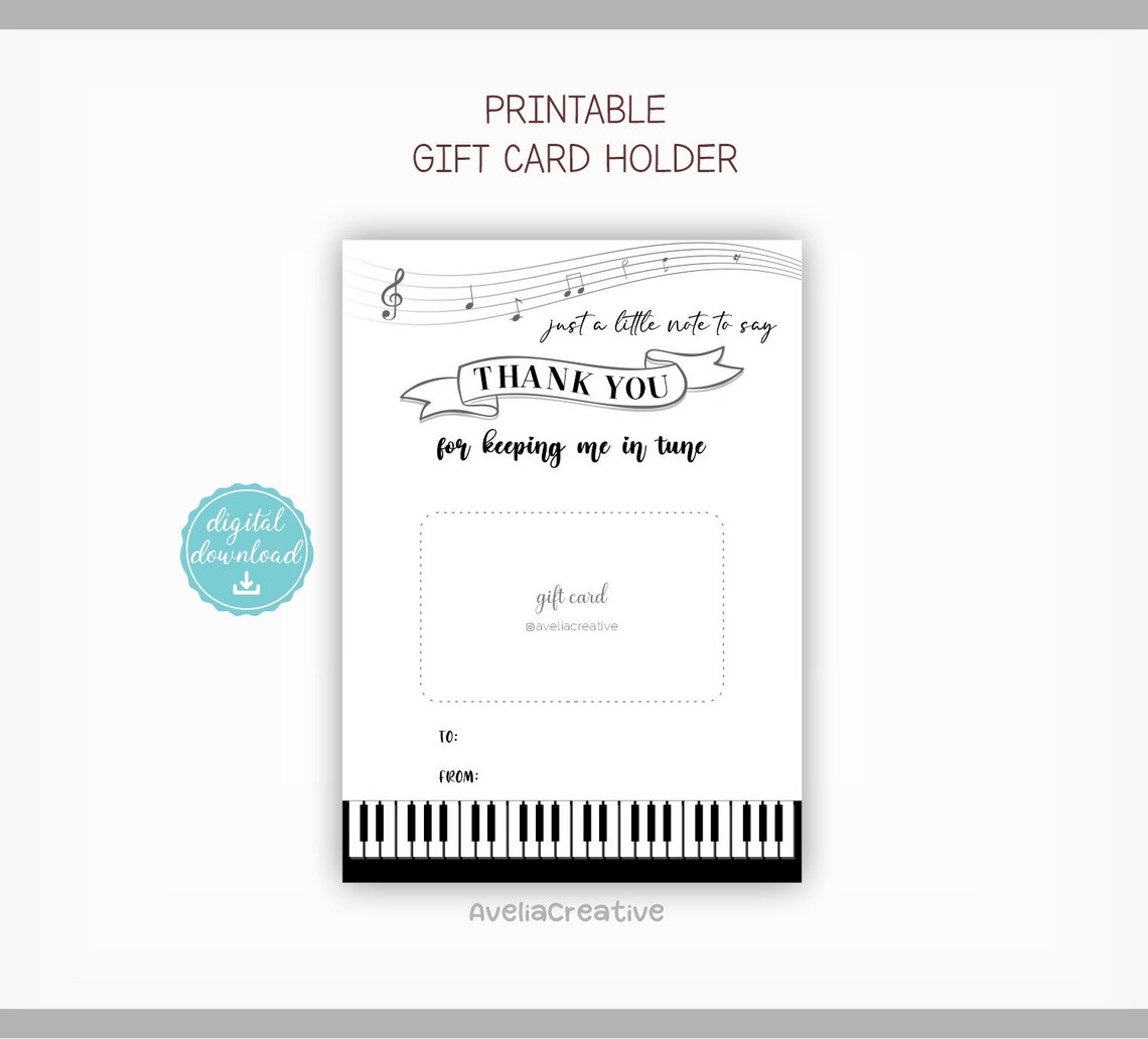 Music Teacher Gift Card Holder Instant Download Printable - Etsy