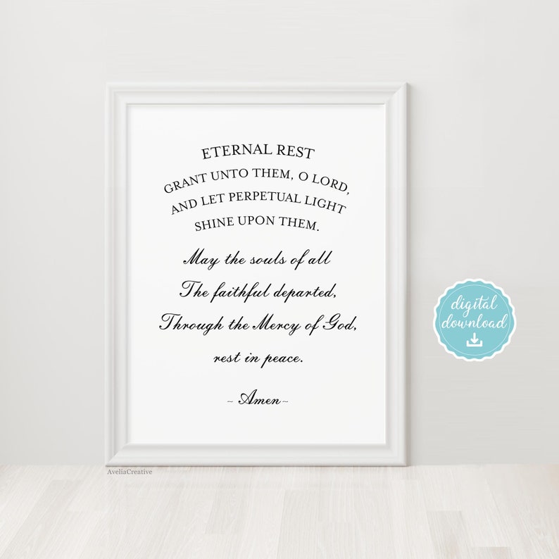 Eternal Rest Prayer Printable Wall Art, Instant Download, May the Souls ...