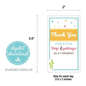 Printable Gift Tag for Volunteer Instant Download Thank You - Etsy