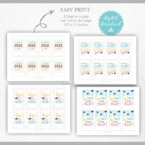 Graduation Printable Gift Tags, Instant Download, Student Gift Tags ...