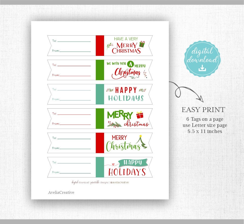 Christmas Printable Pencil Tags, Instant Download, Printable Christmas ...
