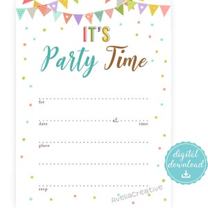 Party Blank Invitation, Instant Download, Fill in Invitation, It's ...