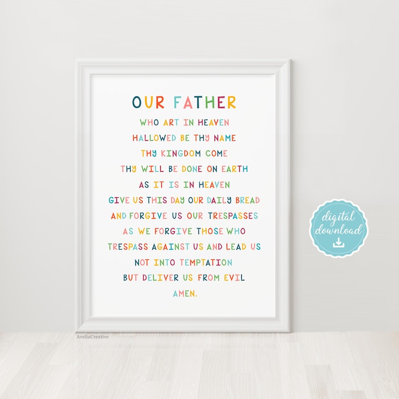 Our Father Prayer Wall Art, Instant Download, the Lords Prayer Our ...