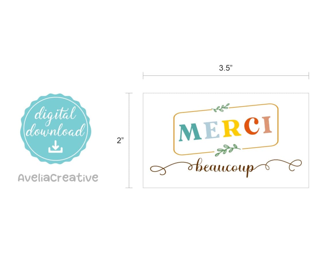Merci Beaucoup Printable Tag, Instant Download, Thank You Tag, Merci ...