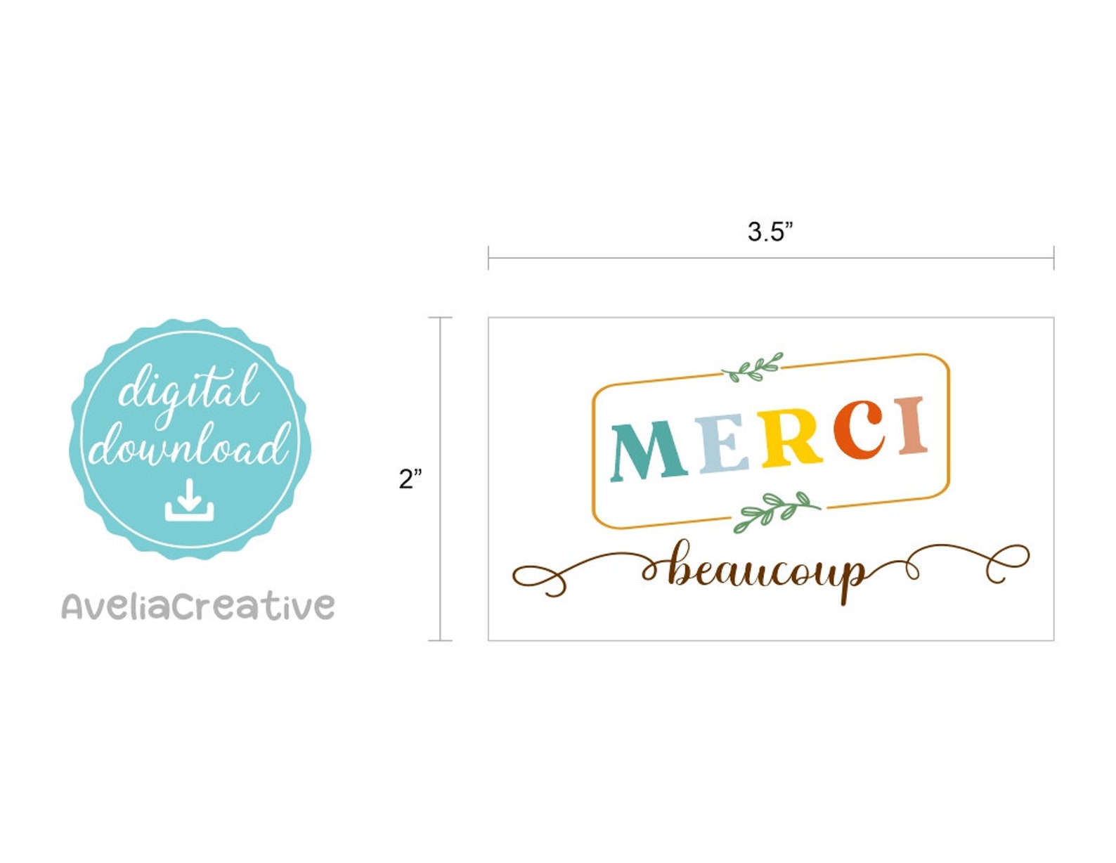 Merci Beaucoup Printable Tag, Instant Download, Thank You Tag, Merci ...