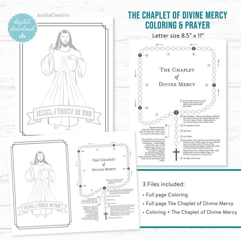Divine Mercy Chaplet Coloring Page, Instant Download, the Chaplet of ...