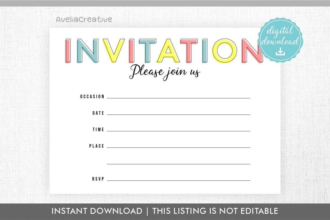 Invitation Please Join Us Blank Invitation Instant Download - Etsy