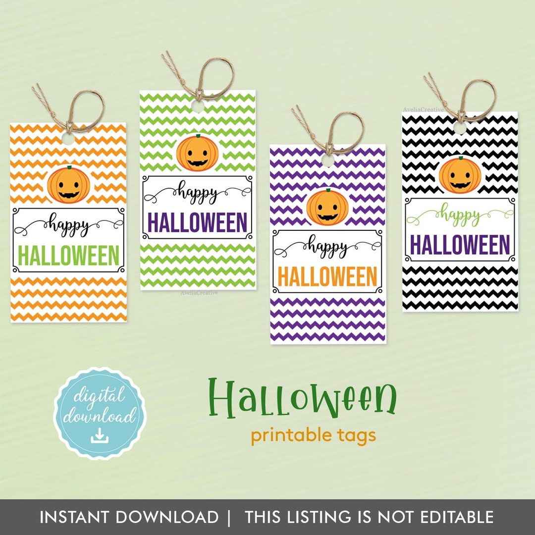 Halloween Printable Gift Tags, Instant Download, Happy Halloween Trick ...