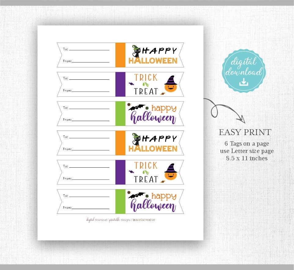 Halloween Printable Pencil Tags, Instant Download, Printable Pencil ...