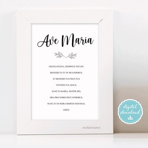Ave Maria Wall Art, Instant Download, Hail Mary Latin Catholic Prayer ...