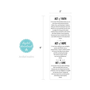 Act of Faith Act of Hope Act of Love Printable Bookmark, Instant ...