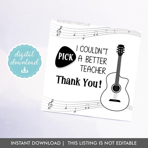 Guitar Teacher Gift Tags Instant Download Printable Music - Etsy
