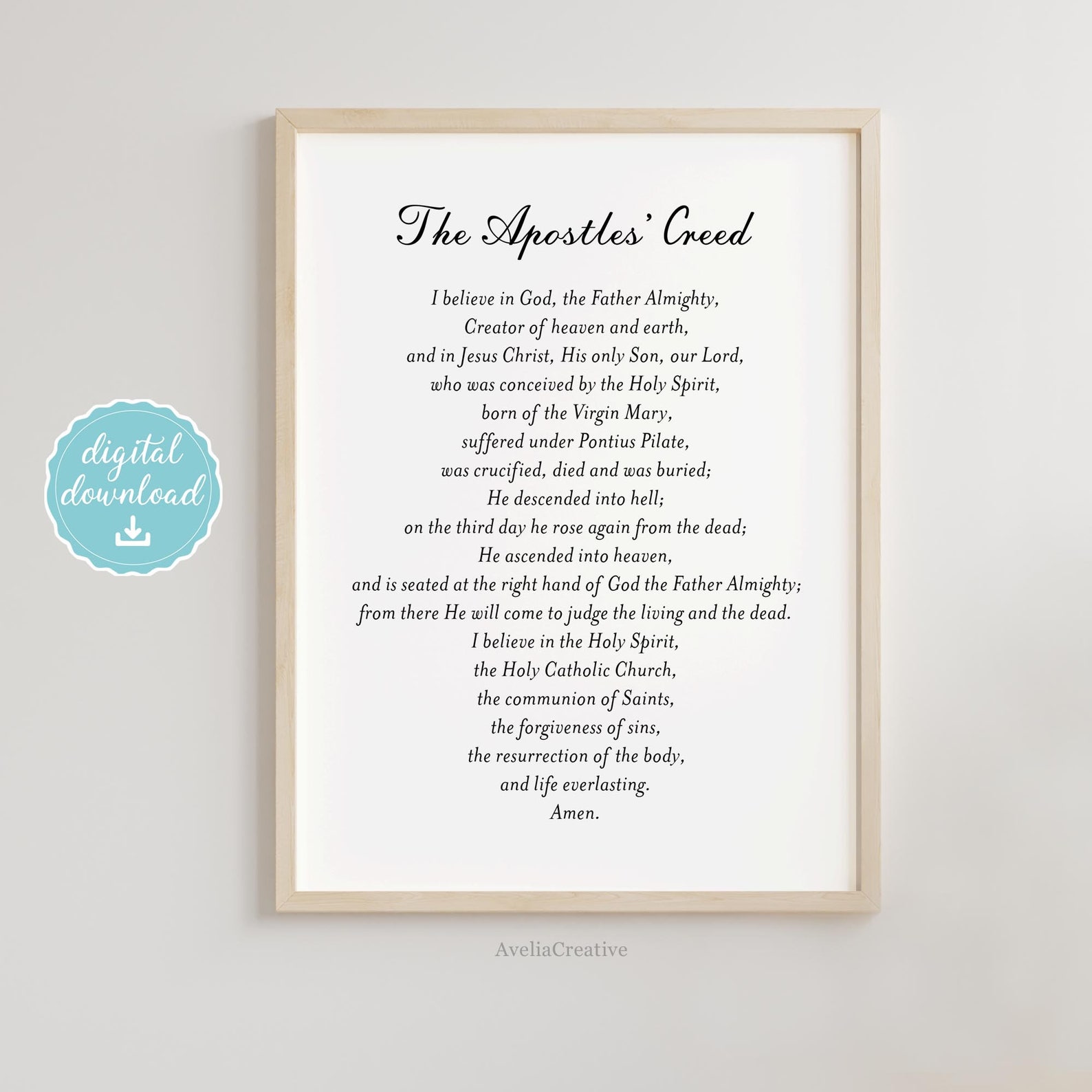 The Apostles Creed Printable, Instant Download, Catholic Prayer Wall ...