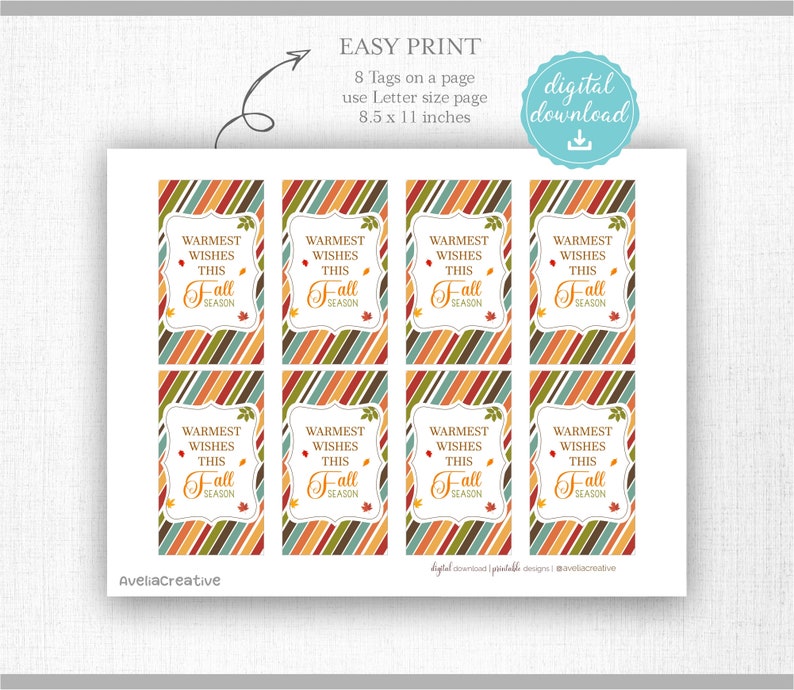 Printable Fall Gift Tags Instant Download Hello Fall Autumn - Etsy