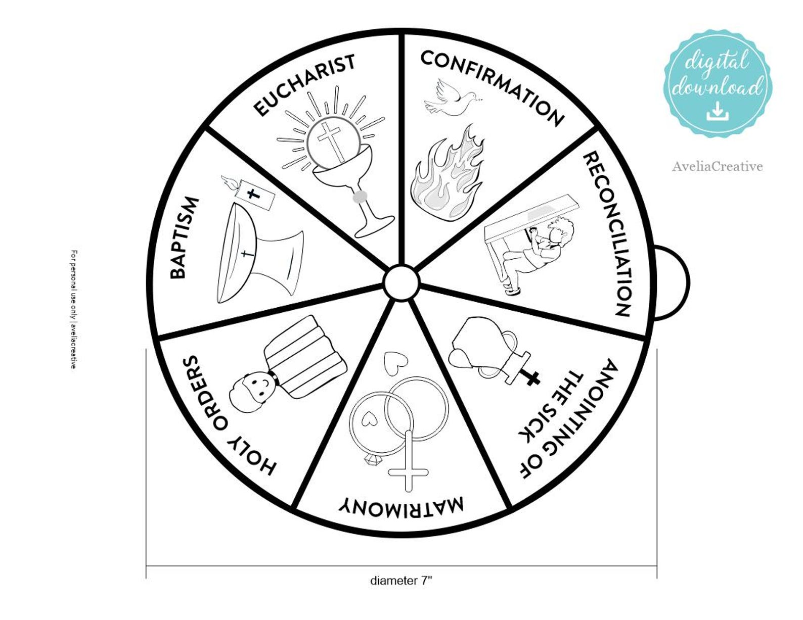Seven Sacraments Printable Coloring Wheel, Instant Download, Kids ...