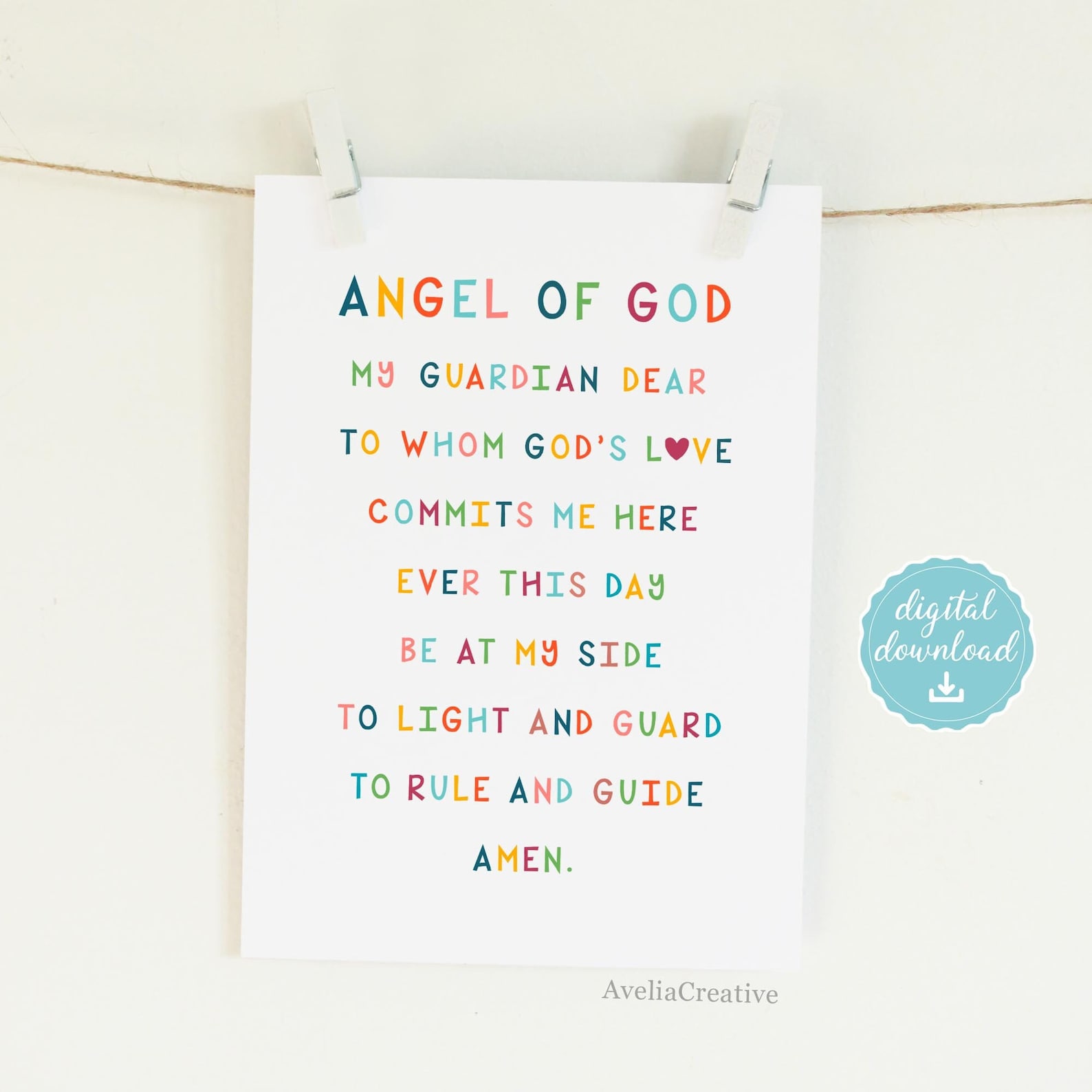 Angel of God Prayer Wall Art, Instant Download, Prayer to Guardian ...