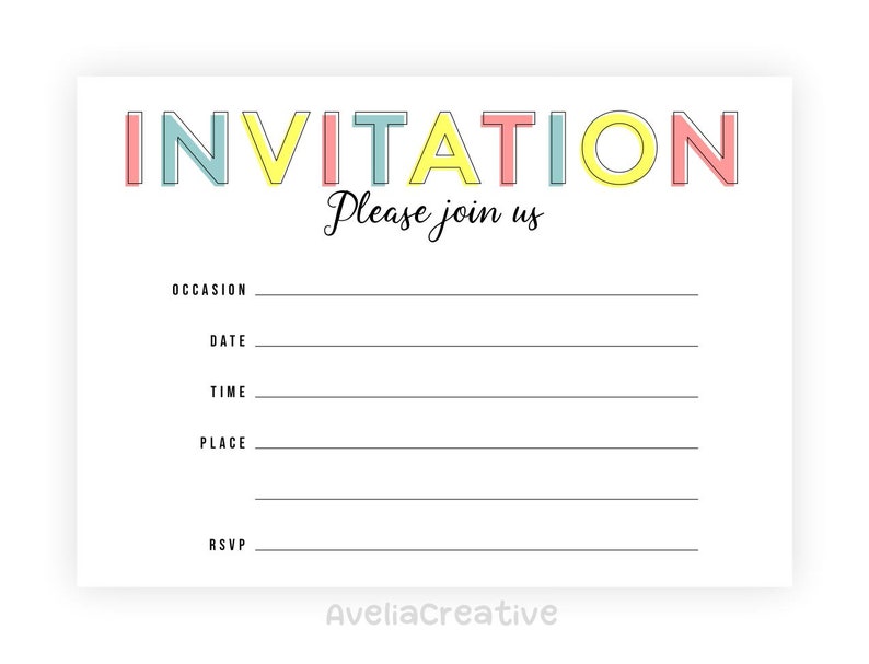 Invitation Please Join Us Blank Invitation Instant Download - Etsy