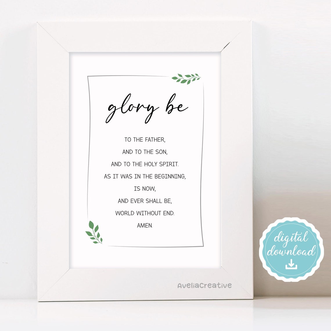 Glory Be Wall Art, Instant Download, Catholic Prayer, Printable Glory ...