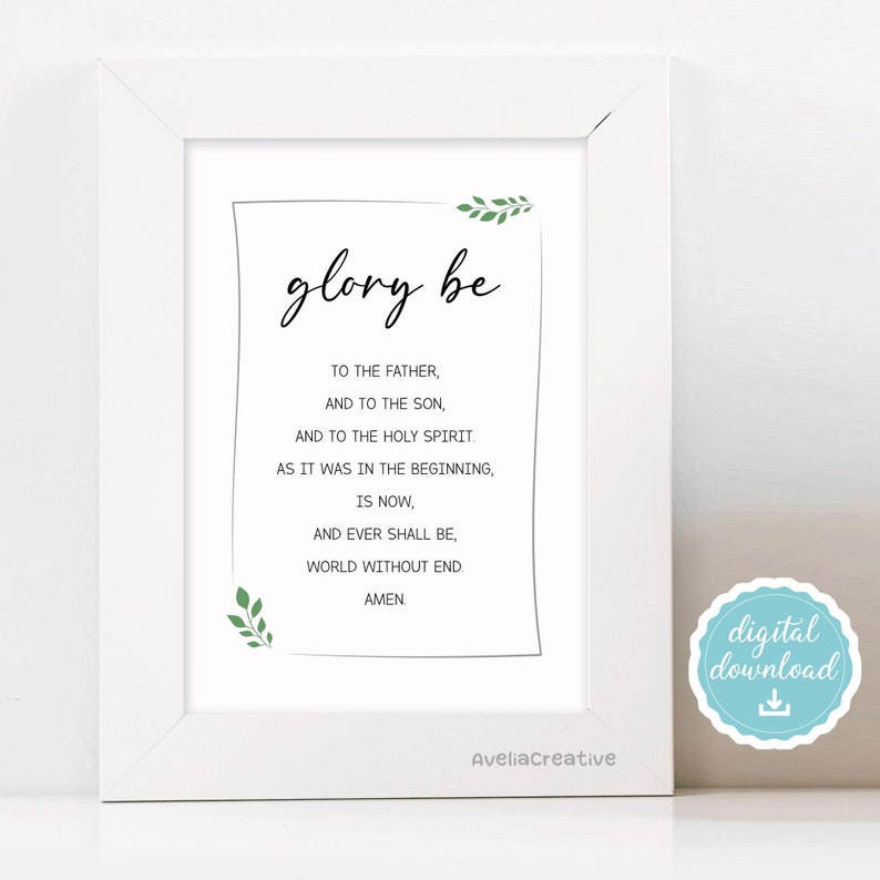 Glory Be Wall Art, Instant Download, Catholic Prayer, Printable Glory ...