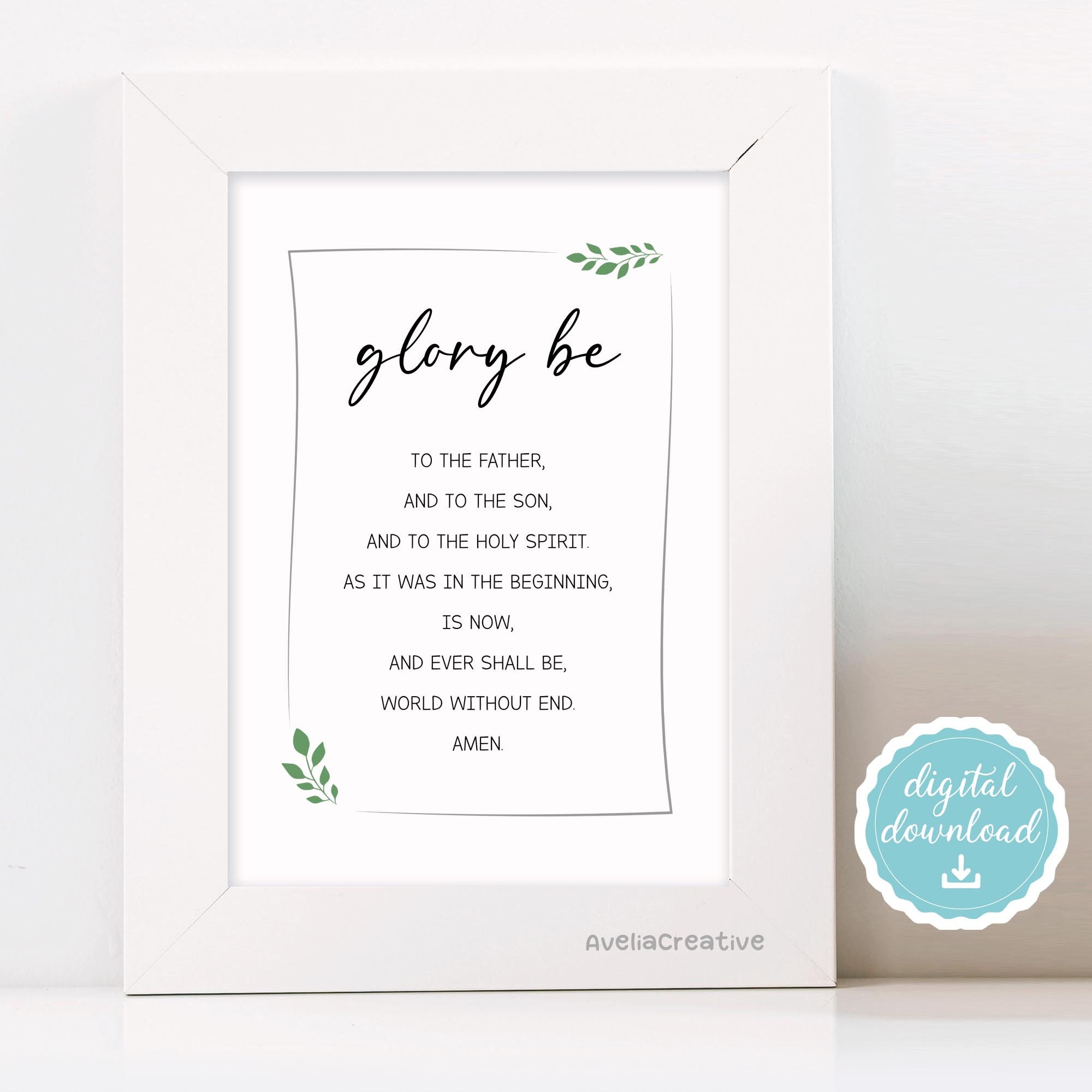 Glory Be Wall Art, Instant Download, Catholic Prayer, Printable Glory ...