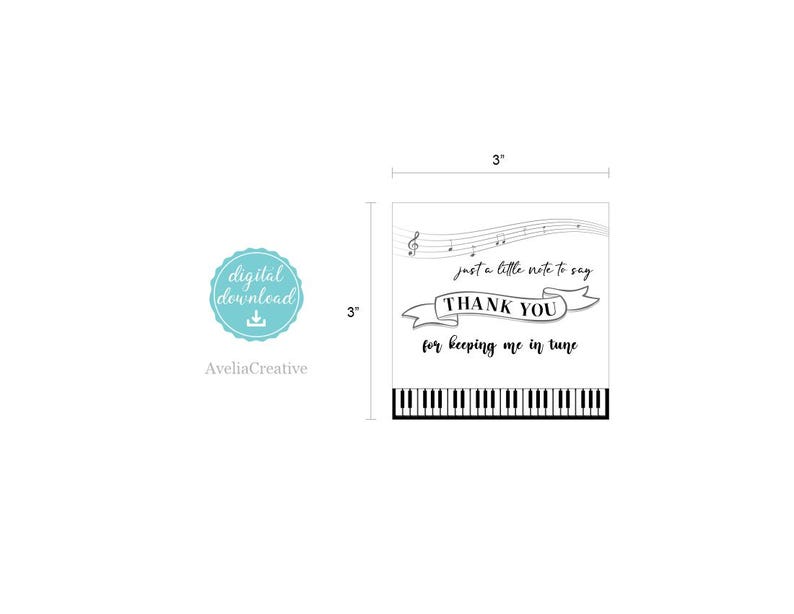Music Teacher Gift Tags, Instant Download, Printable Piano Teacher Tags ...