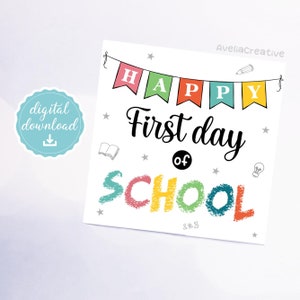 Happy First Day of School Tags, Instant Download, Printable Tags Back ...