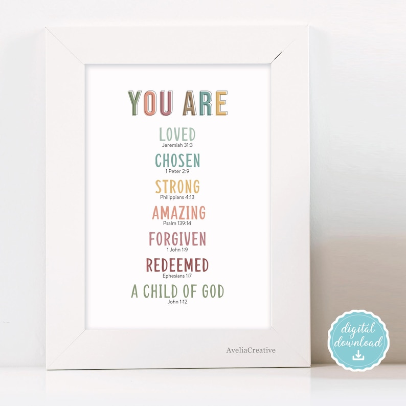 You Are Loved Printable Wall Art, Instant Download, You Are Bible Verse ...